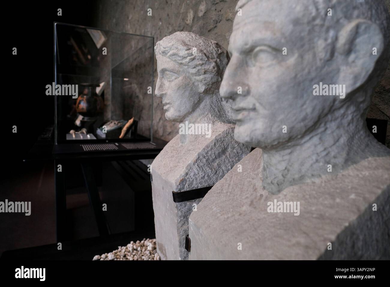 Pair of hermes portraits Travertine Pompeii outskirts, Civita Giuliana ...