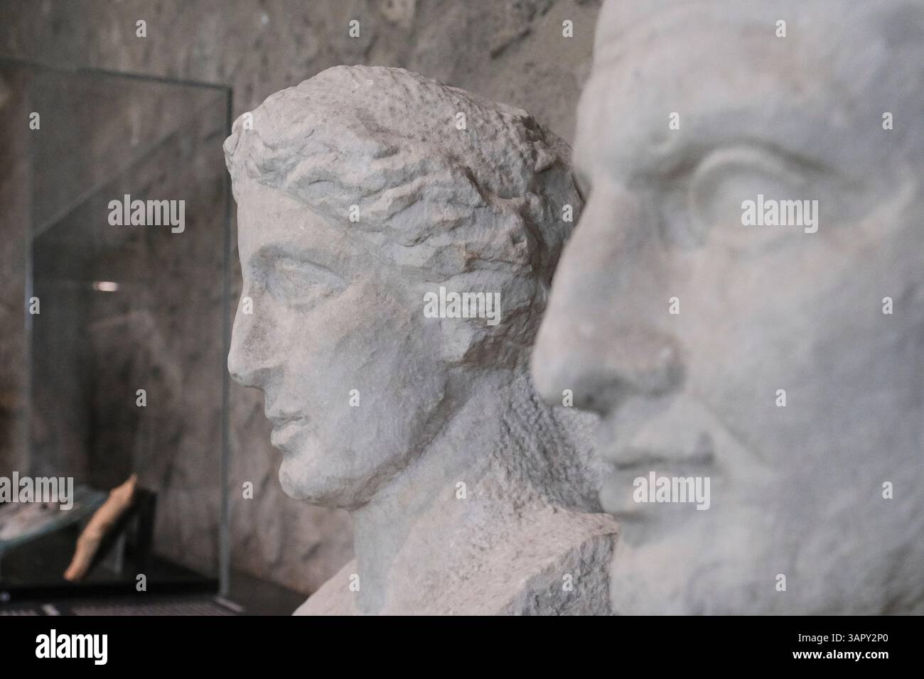 Pair of hermes portraits Travertine Pompeii outskirts, Civita Giuliana ...
