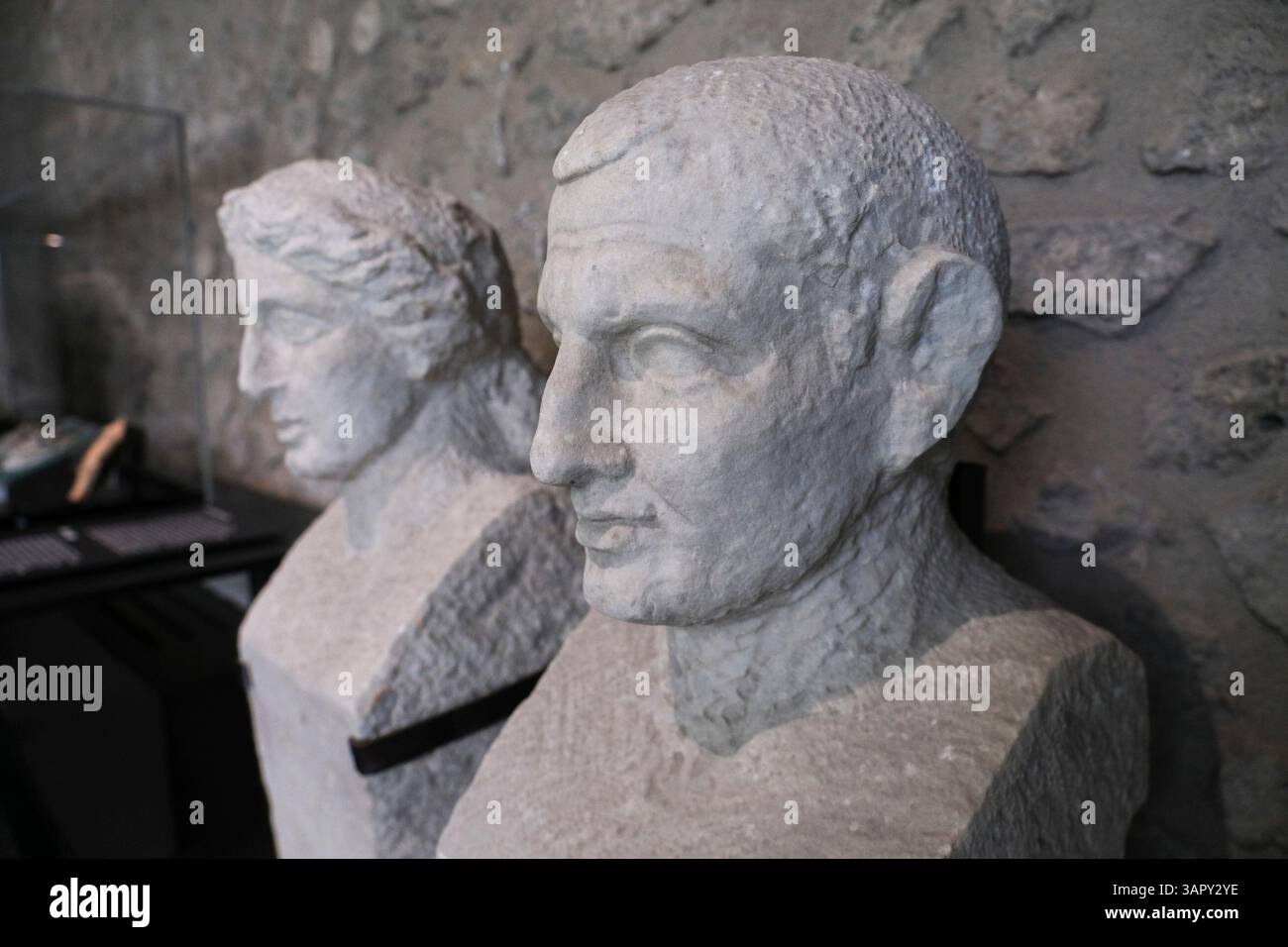 Pair of hermes portraits Travertine Pompeii outskirts, Civita Giuliana ...