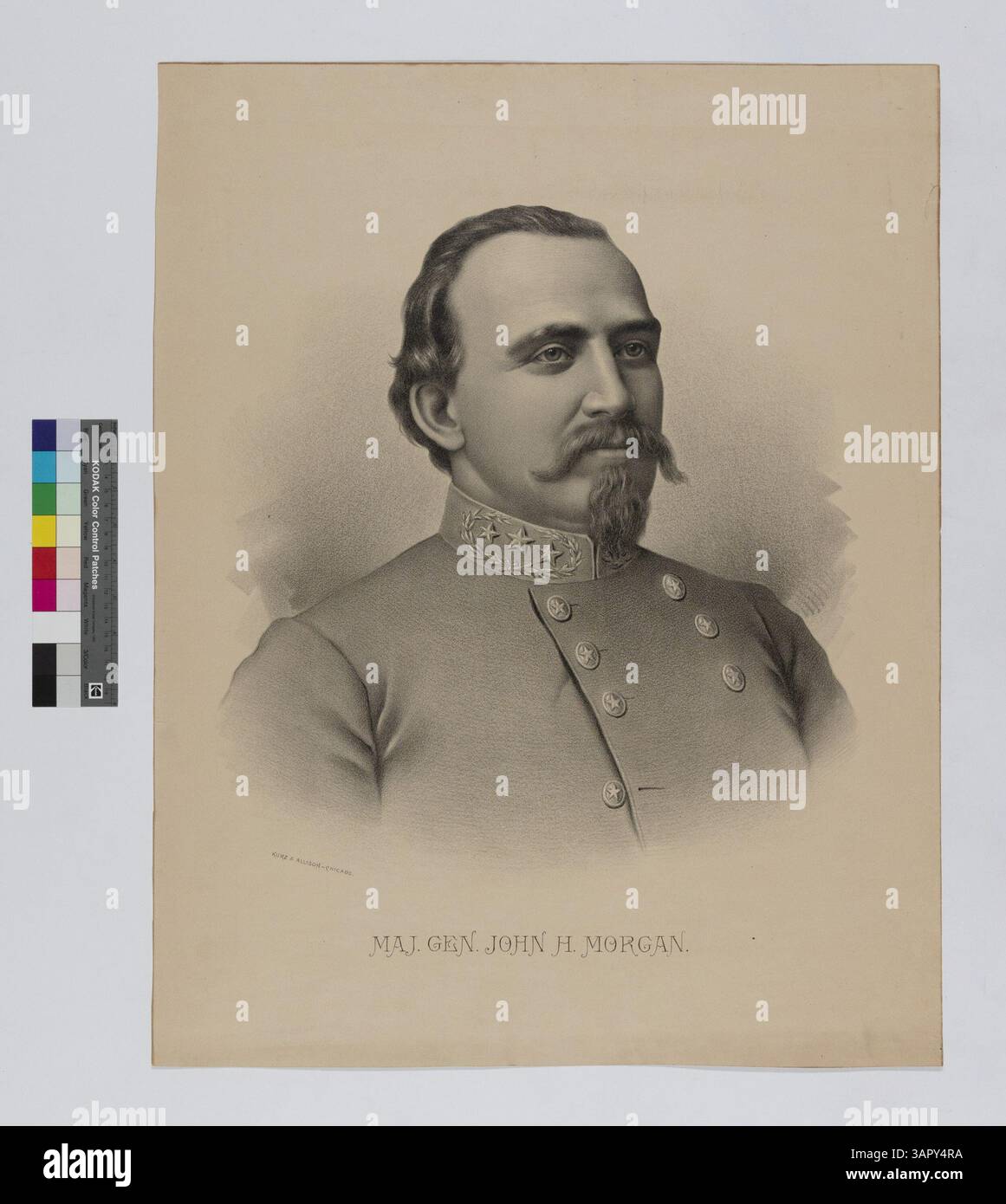 A bust portrait of Confederate Major General John H. Morgan, known for ...