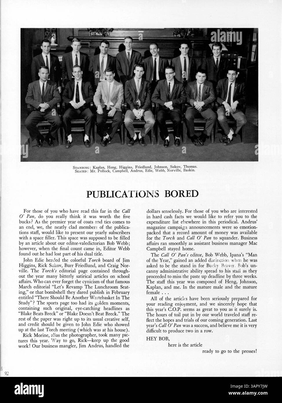 Blake Yearbook 1962, Call O' Pan, highlights the key events, students ...