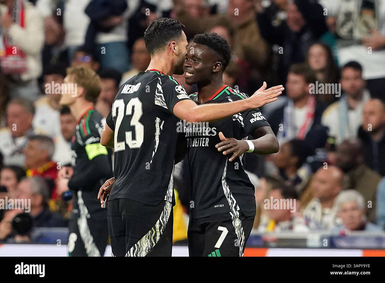 Madrid, Spain. 16th April 2025; Madrid, Spain: Arsenal FC's Mikel ...