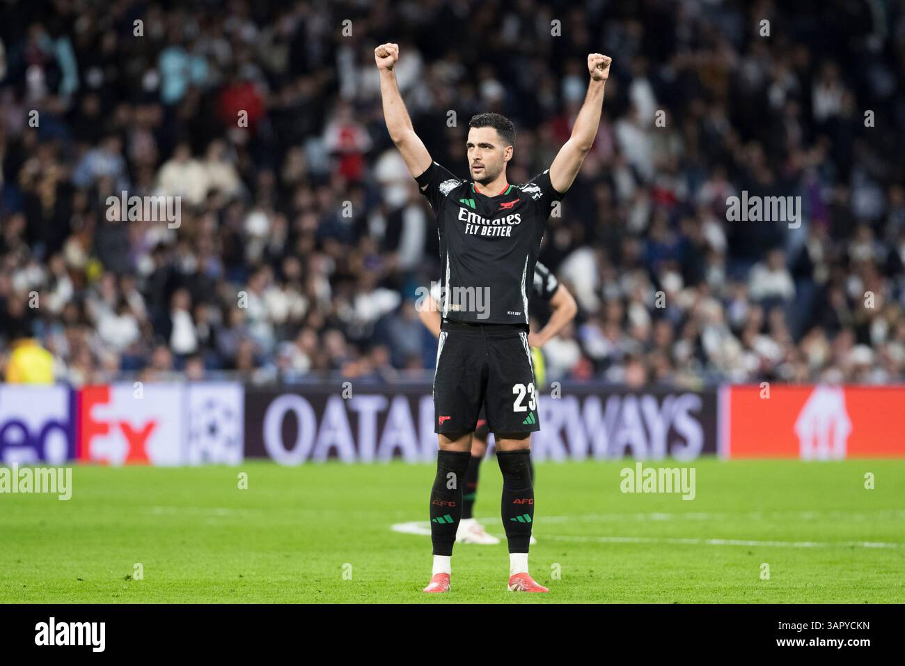 MADRID, SPAIN - April 16:Mikel Merino of Arsenal celebrates a victory ...