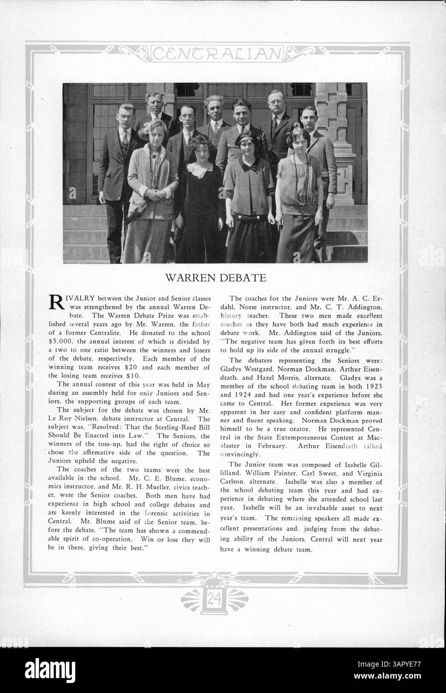 This 1924 Centralian yearbook from Central High School details the ...