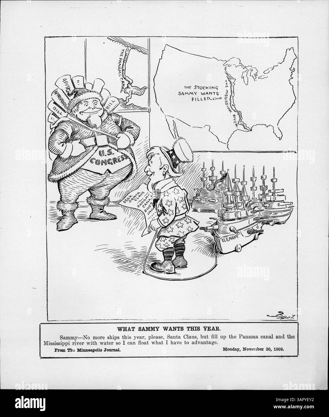 This cartoon features Sammy writing a letter to Santa Claus, humorously ...