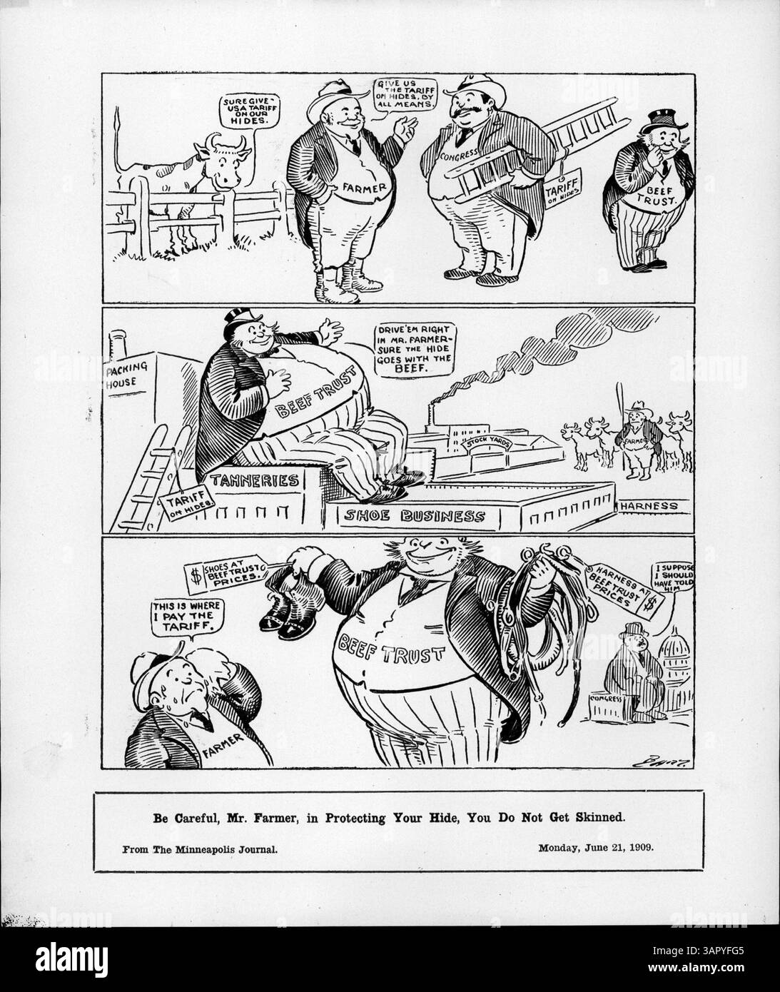 This political cartoon depicts the impact of tariff policies on farmers ...