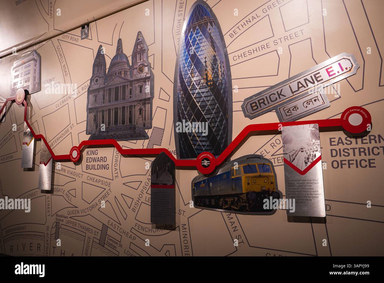 Wall Display Featuring Stylized Map of London with Landmarks Stock ...