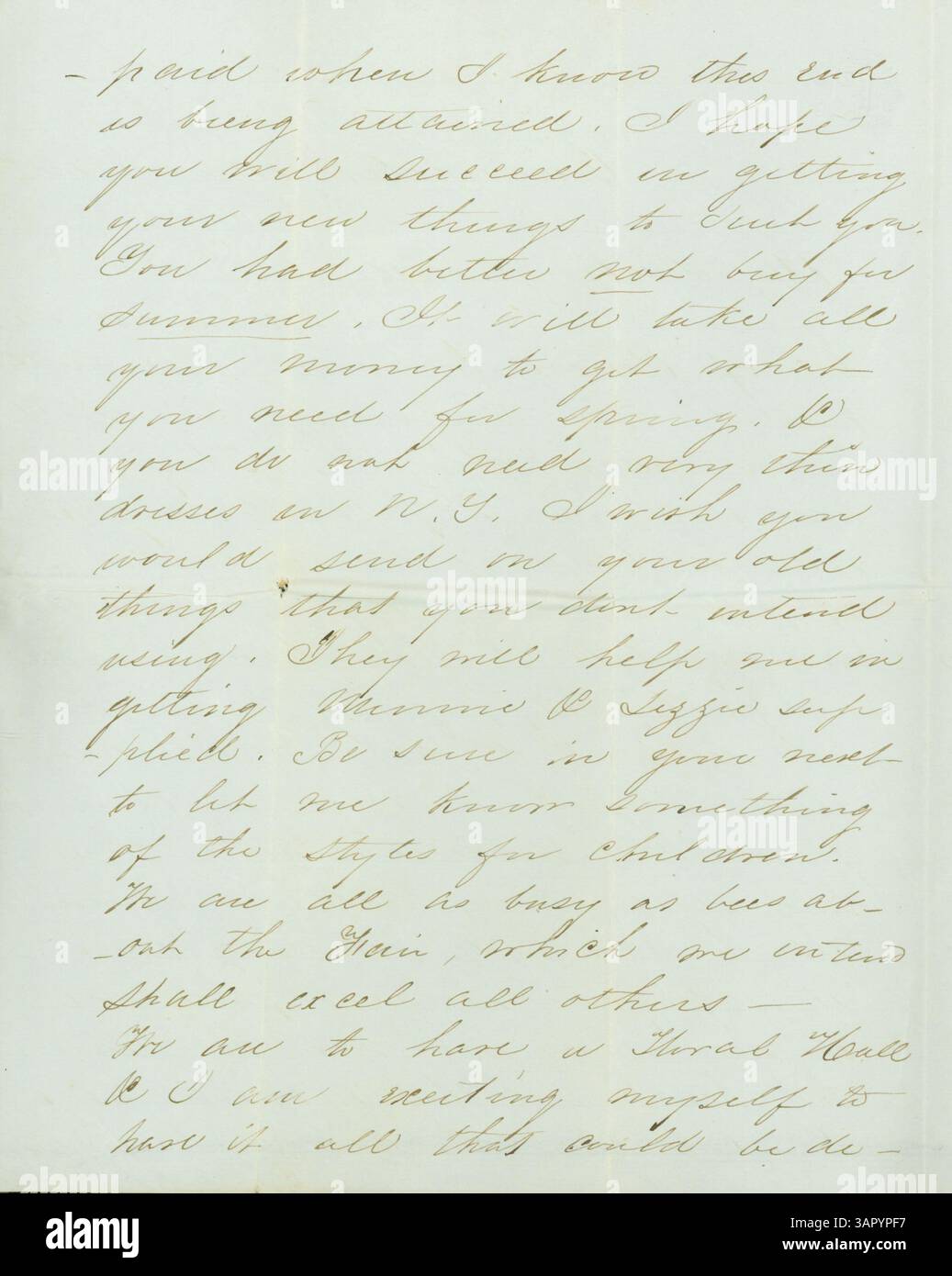 Letter from Minerva Blow in Carondelet to Nelly Blow, dated March 25 ...