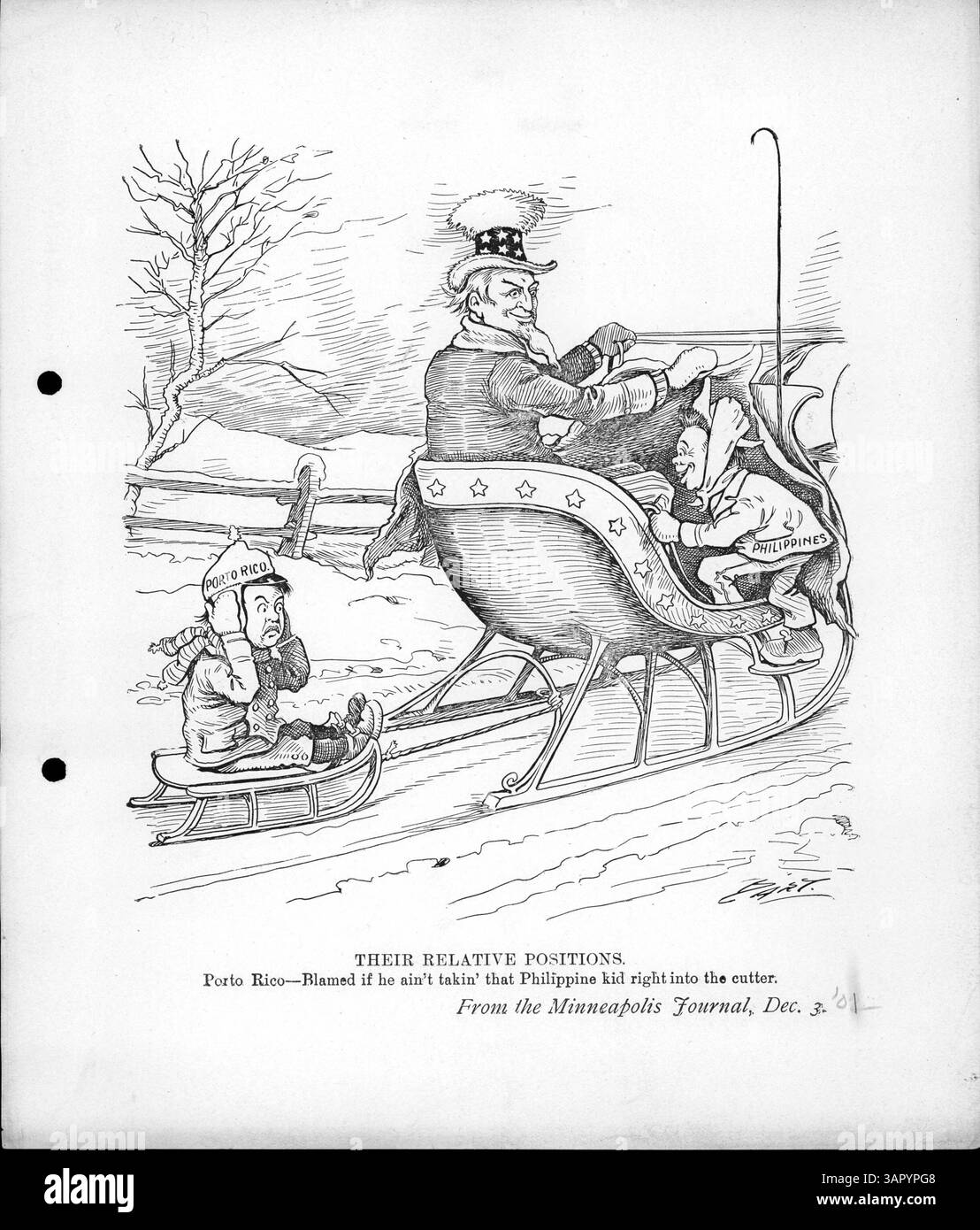 This political cartoon illustrates Uncle Sam welcoming the Philippines ...