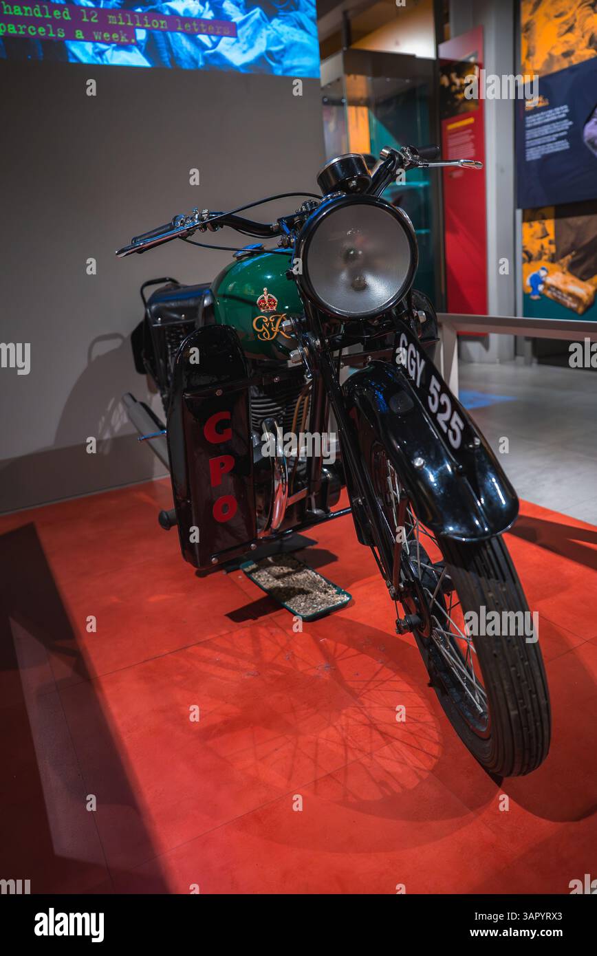 Vintage GPO Motorcycle with License Plate GGY 525 in Museum Display ...