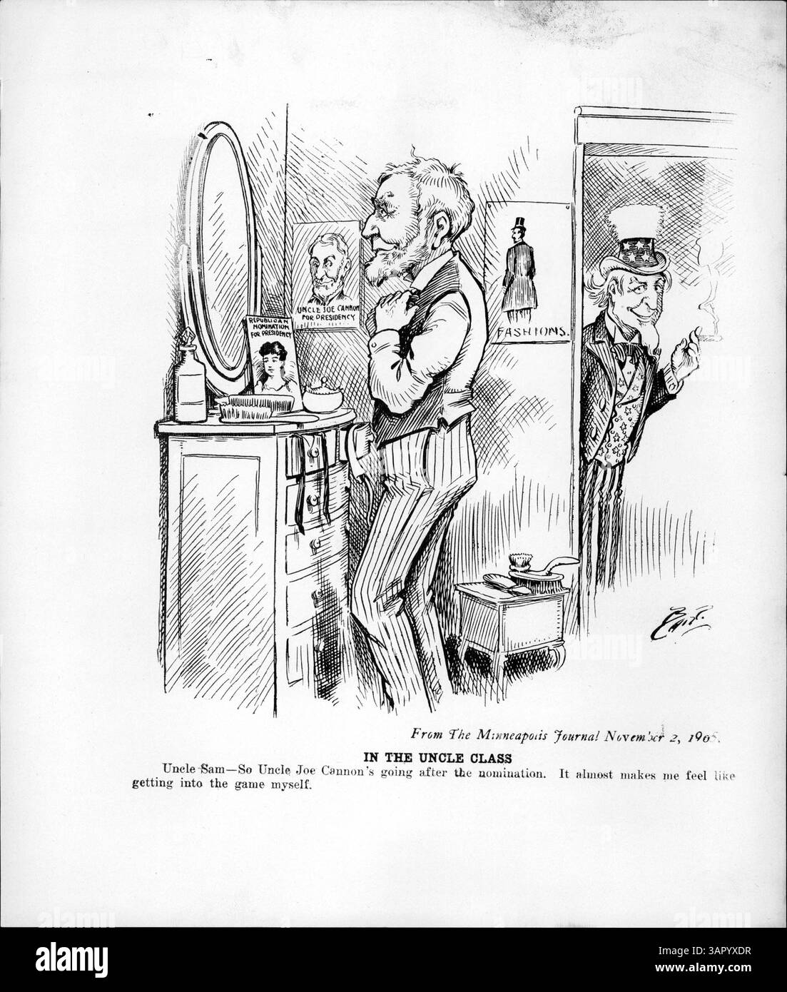 In the political cartoon 'In the Uncle Class,' Joe Cannon, a prominent ...