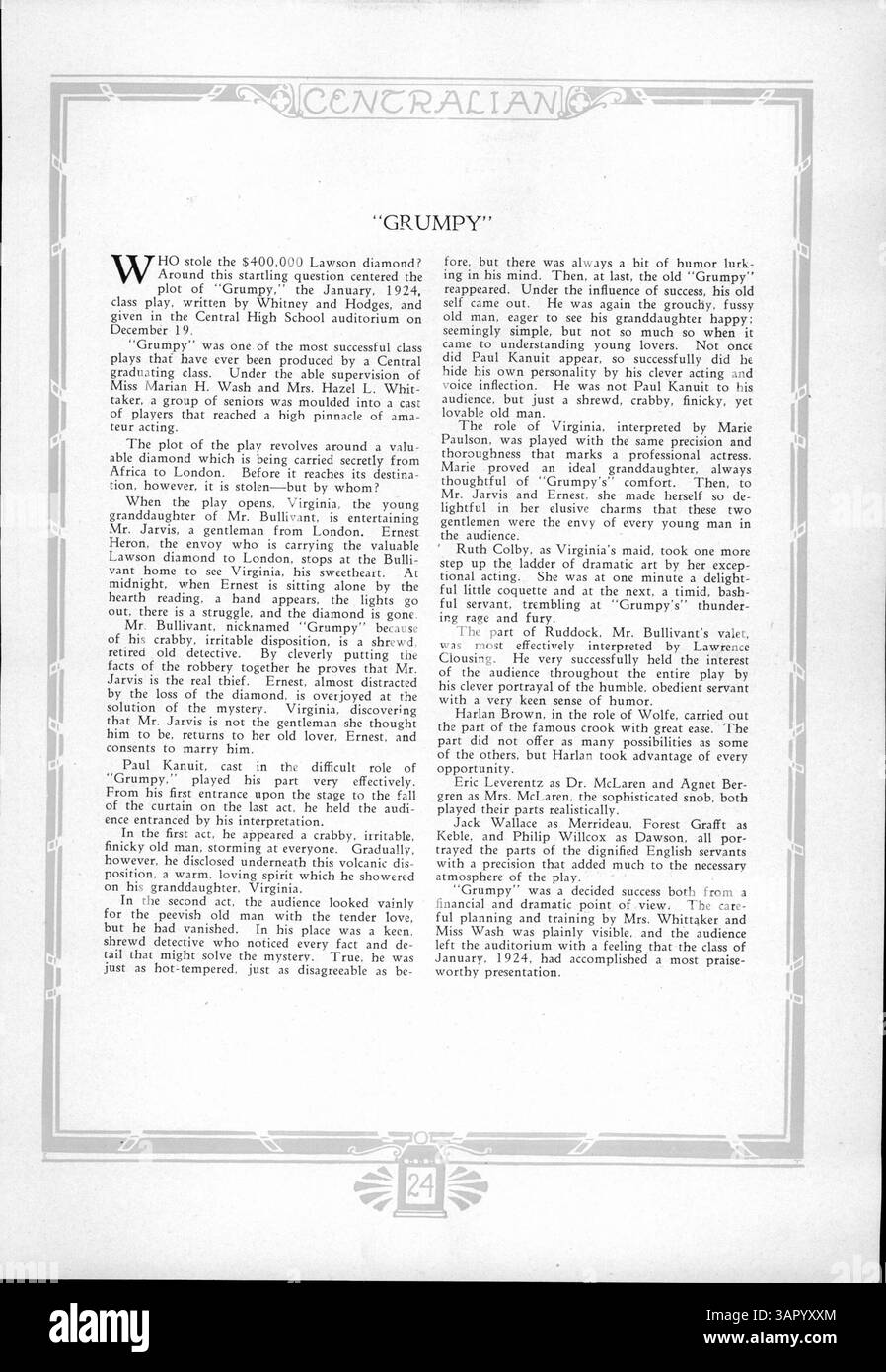 The 1924 Centralian yearbook from Central High School documents the ...