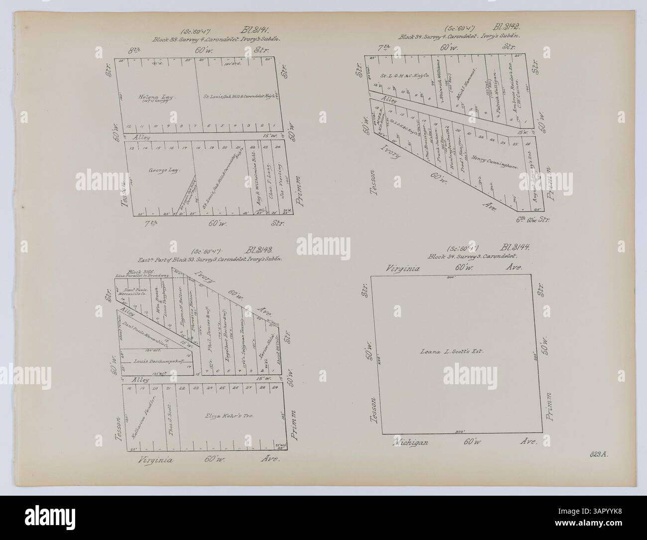 This historical record from the period 1888-1892 documents the layout ...