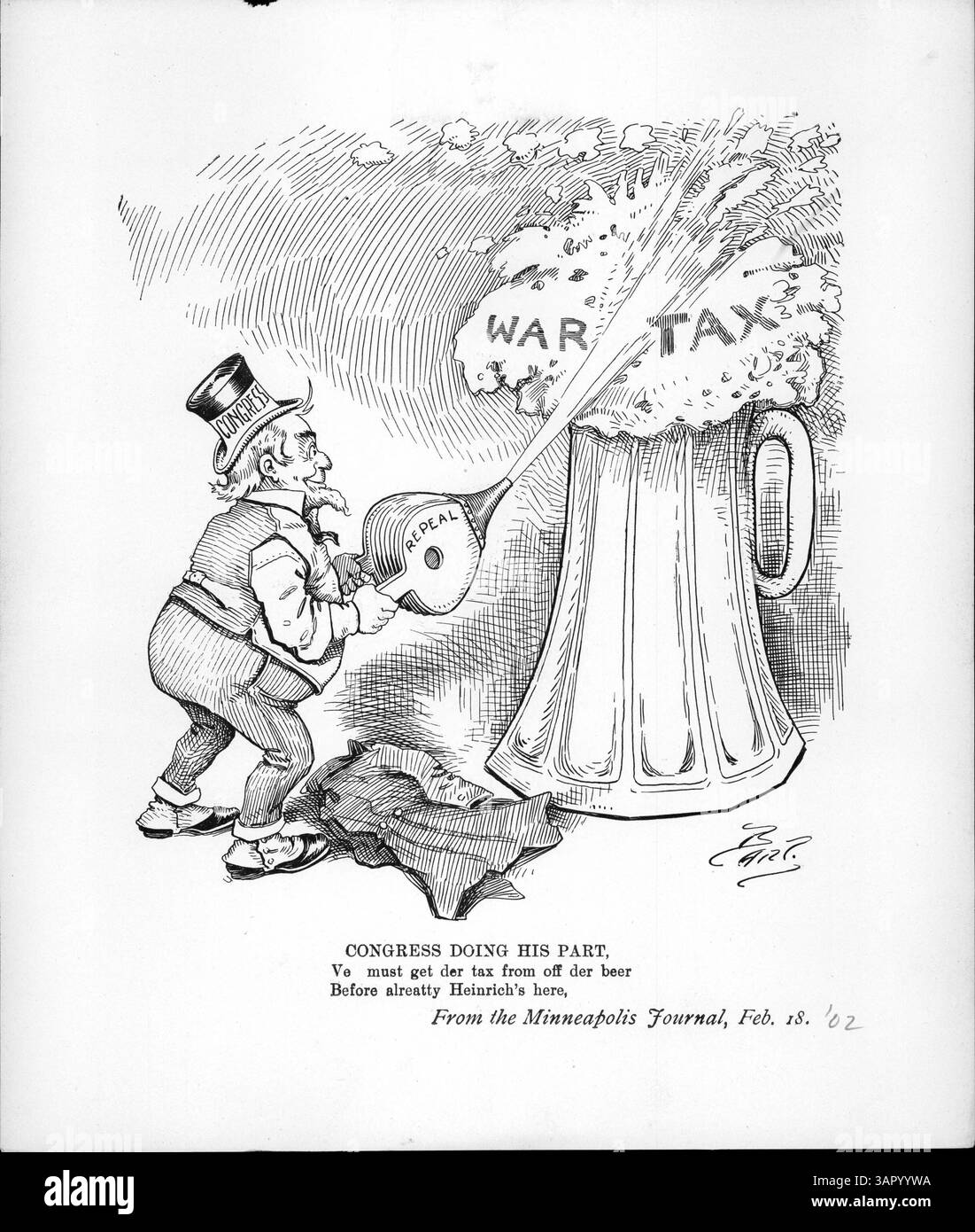 The image shows Congress addressing the repeal of war taxes, with a ...