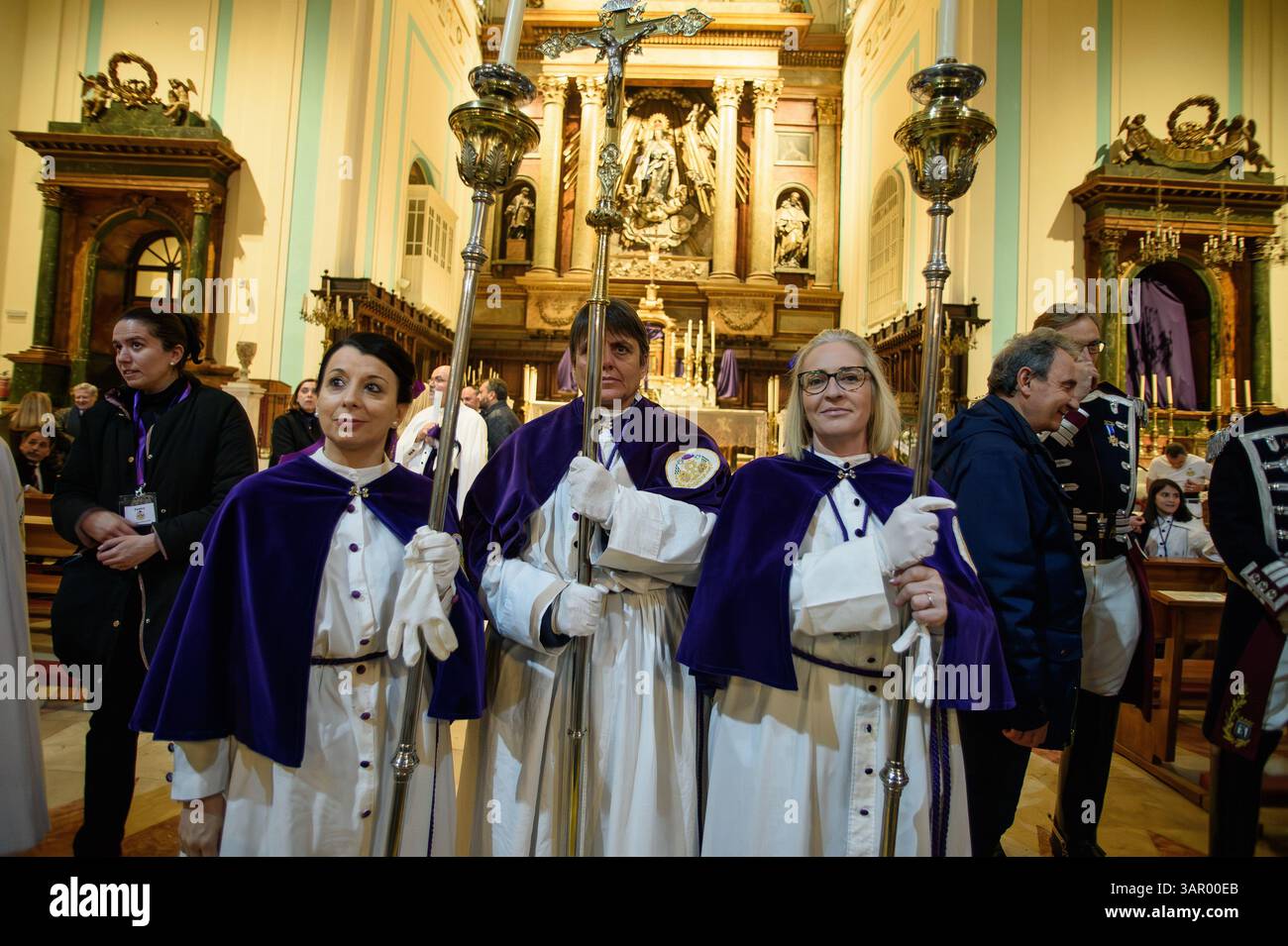 People before the procession of Los Gitanos at the Parish of Our Lady ...