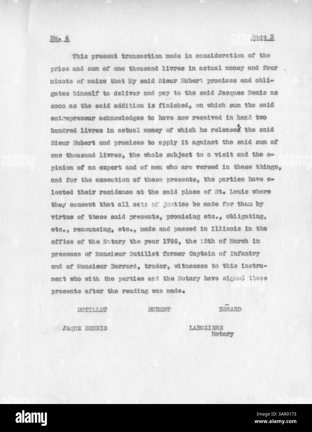 This historical document records the sale of a half lot and an ...