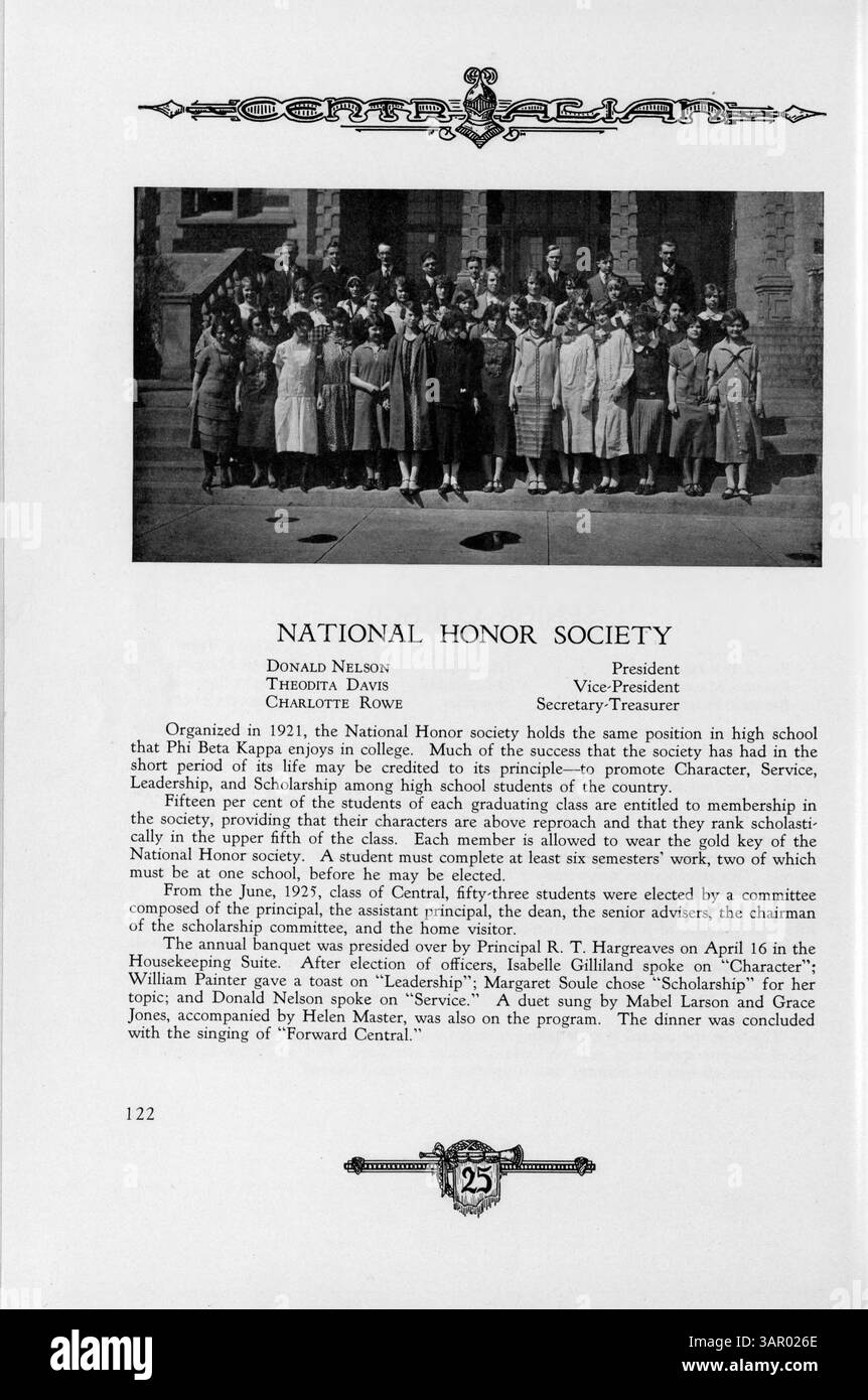 The 1925 'Centralian' yearbook from Central High School provides a ...