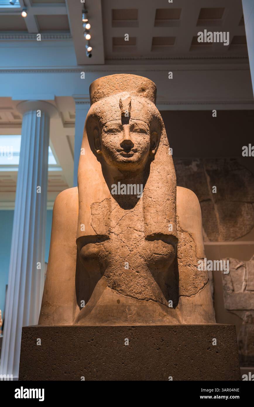 Ancient Egyptian Pharaoh Statue in a Museum with Classical Columns ...