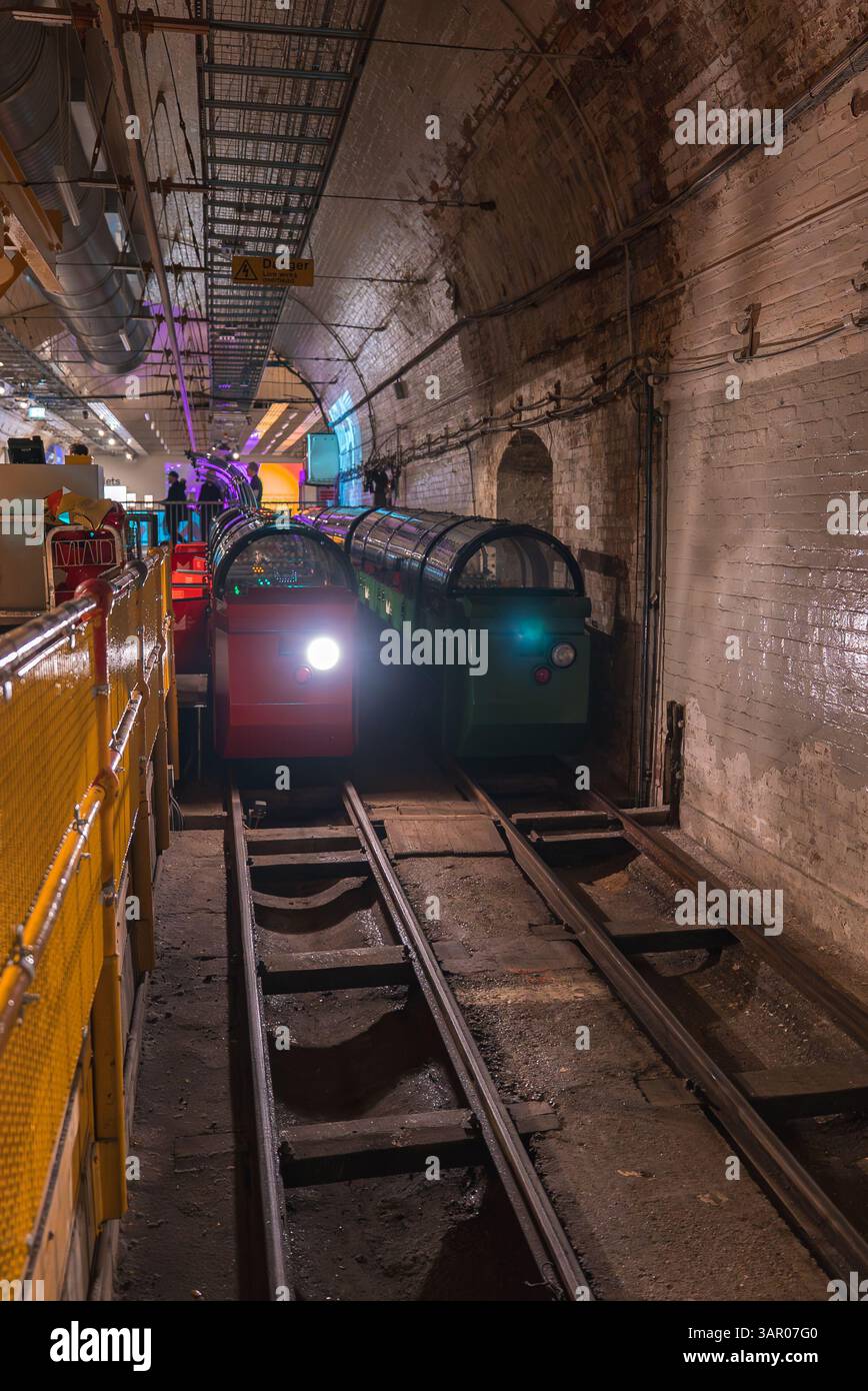 London Postal Museum Mail Rail with Red and Green Trains Stock Photo ...