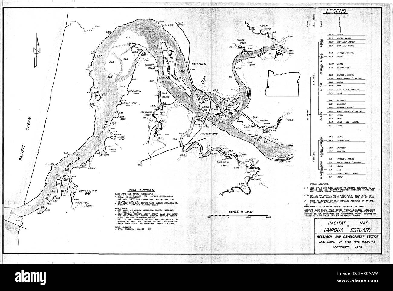 This habitat map of the Umpqua Estuary comes from the final report of ...