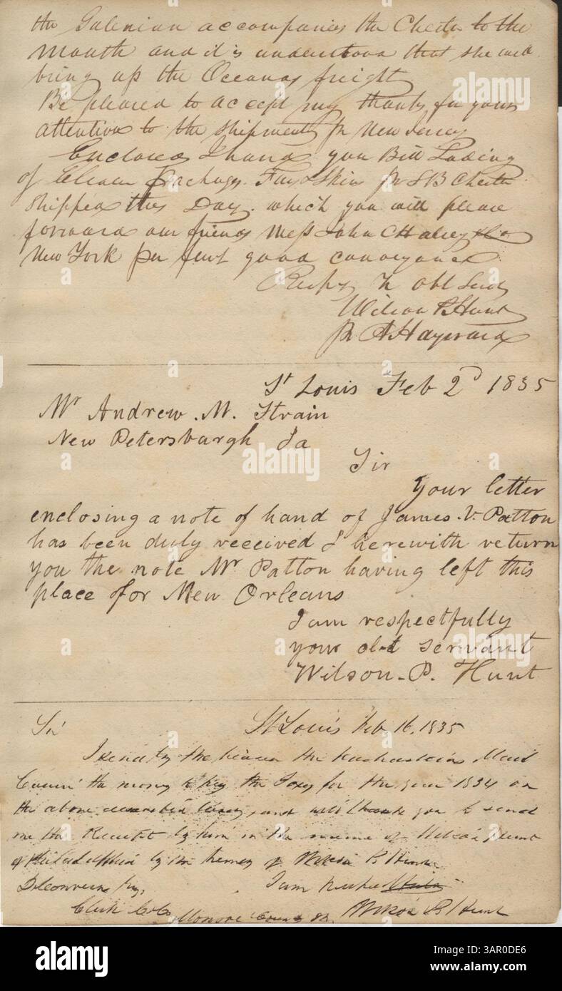 This letter book, covering 1834-1842, is a collection of Wilson P. Hunt ...