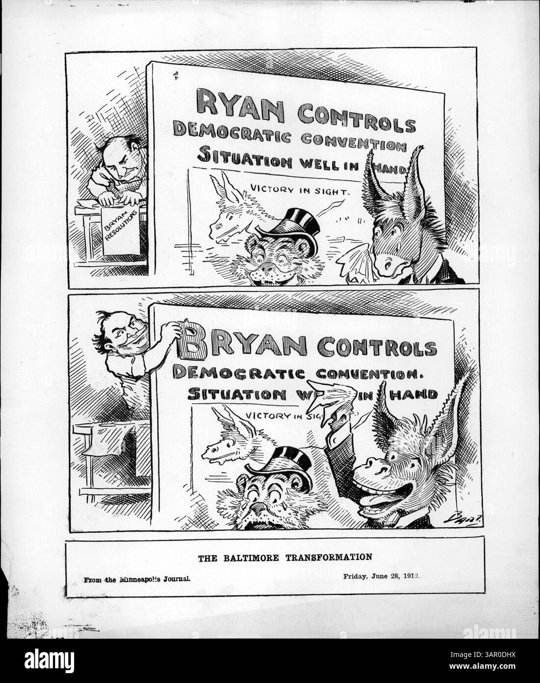 This political cartoon illustrates William Jennings Bryan attacking ...