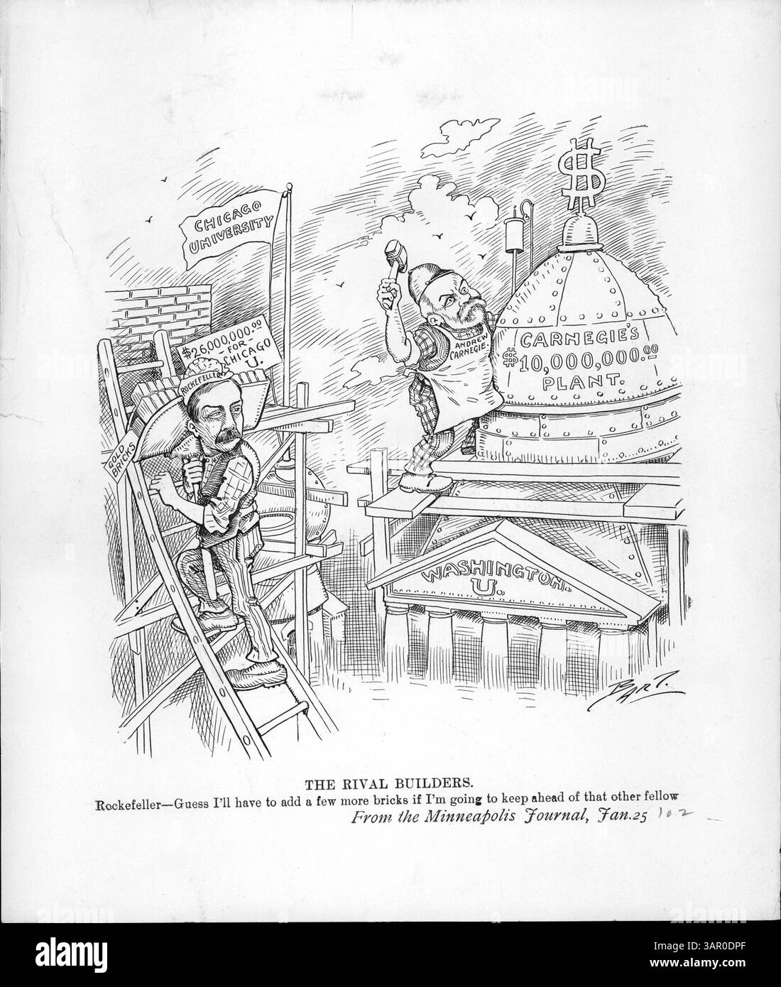 A political cartoon featuring John D. Rockefeller and Andrew Carnegie ...