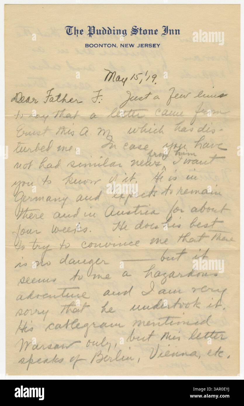 This letter, written by Sara from Boonton, New Jersey, to Father F ...