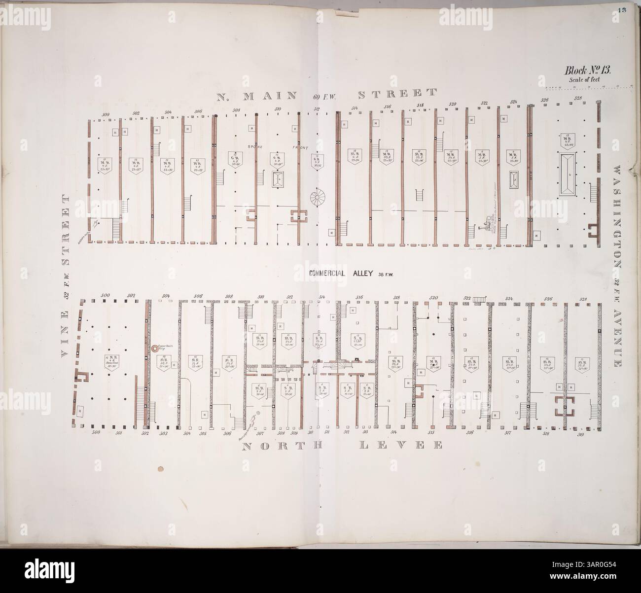 This 1870 insurance map by A. Whipple & Co. details Block 13 of St ...