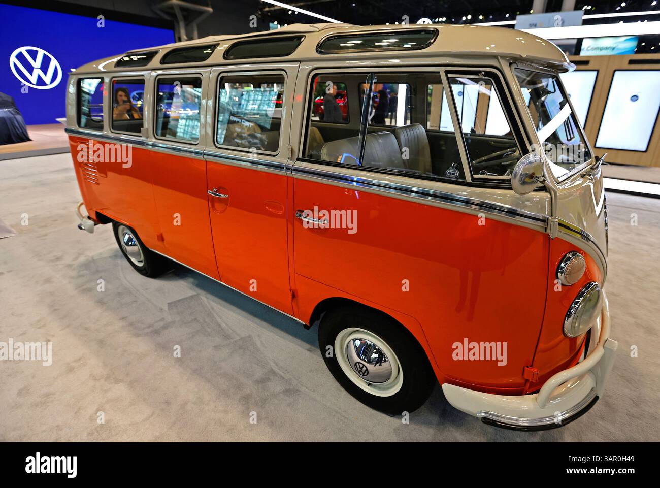 New York, United States. 16th Apr, 2025. A vintage 1967 Volkswagen bus ...