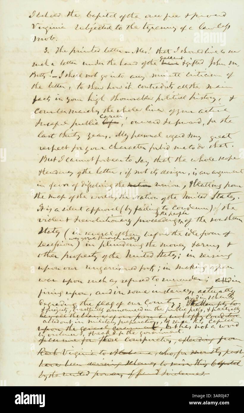 A letter from Edward Bates to John M. Botts, dated April 29, 1861 ...