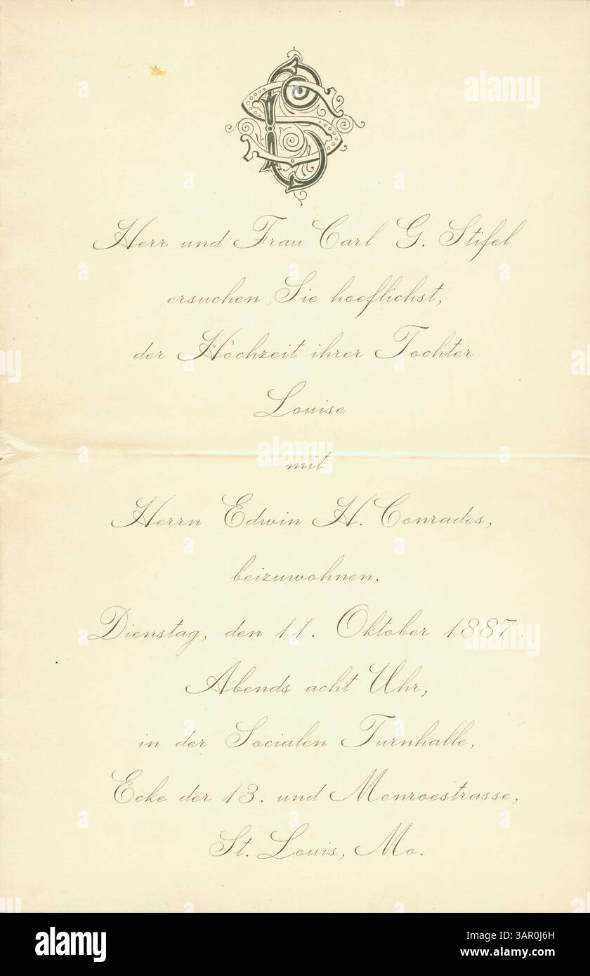 This wedding invitation, dated October 11, 1887, announces the marriage ...