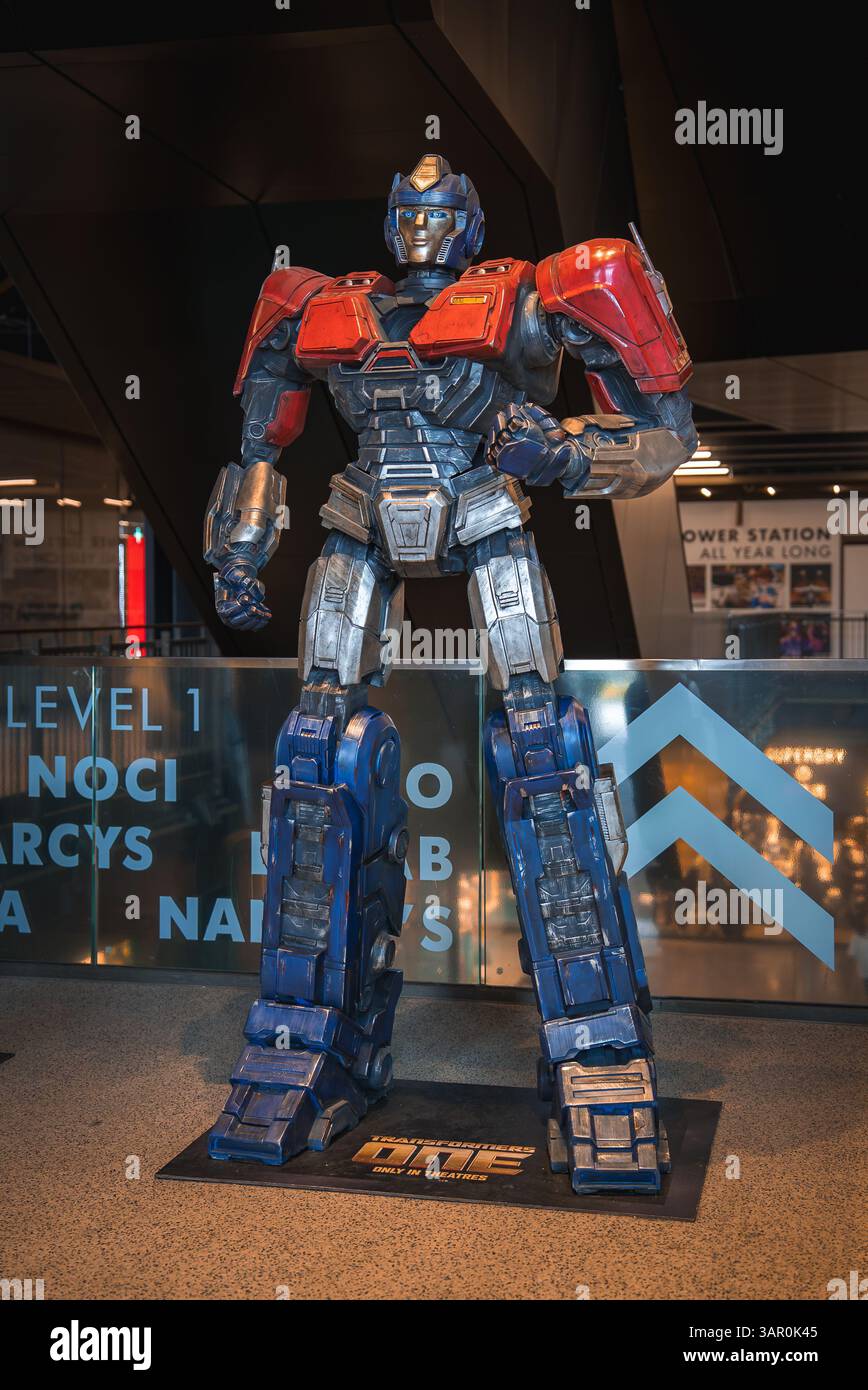 Life Sized Optimus Prime Statue in Indoor Exhibition Space Stock Photo ...