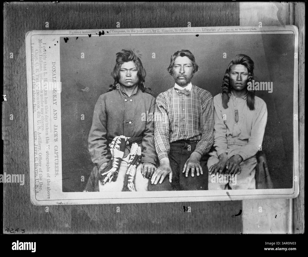 Photograph by Lee Moorhouse of Donald McKay and two Modoc tribe members ...