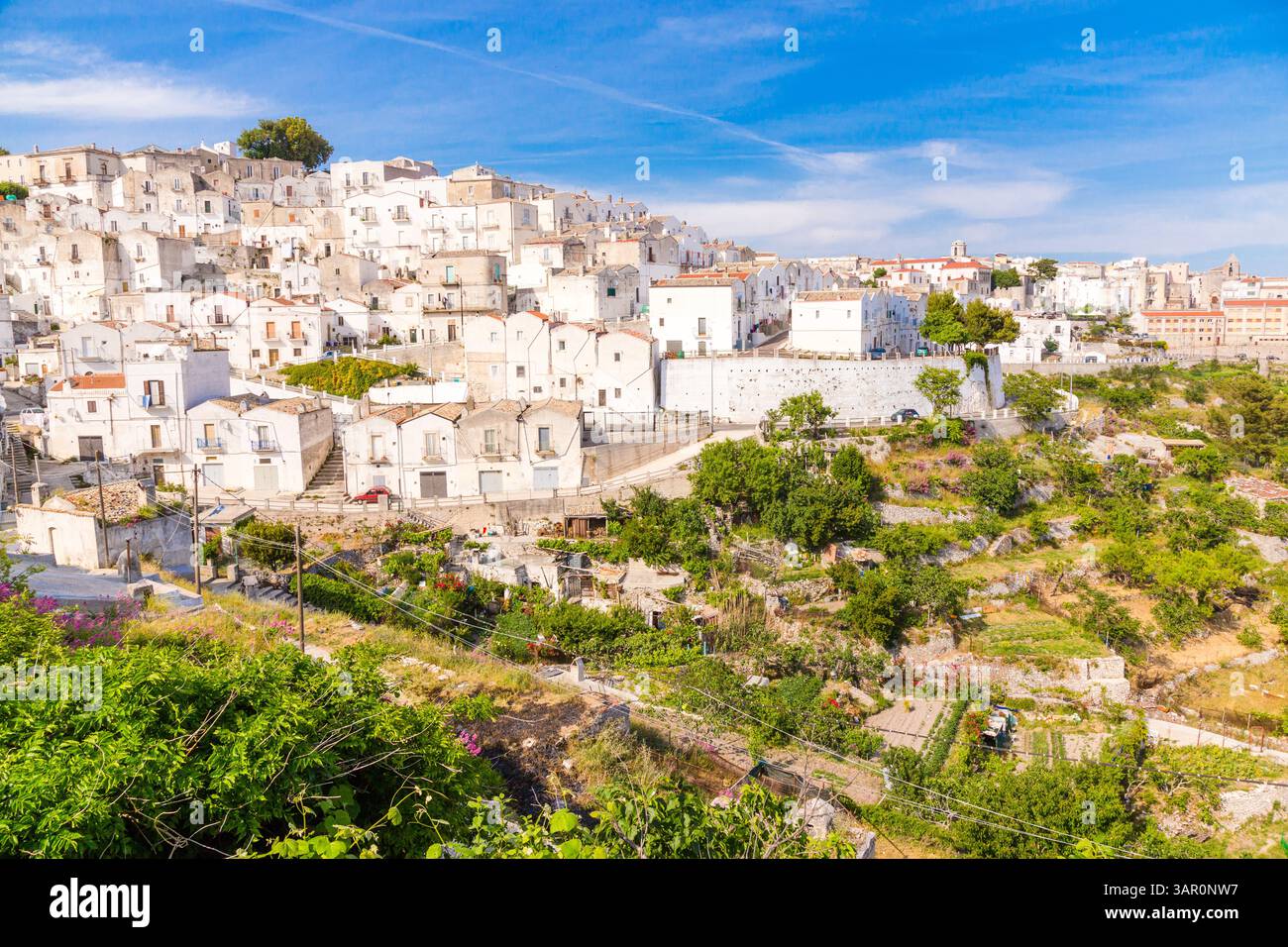View of Monte Sant'Angelo town, old village, in Apulia region, Italy ...
