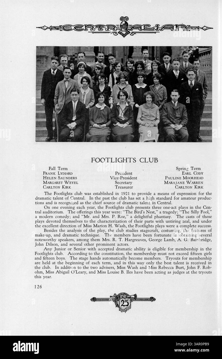The 1925 'Centralian' Yearbook from Central High School details the ...