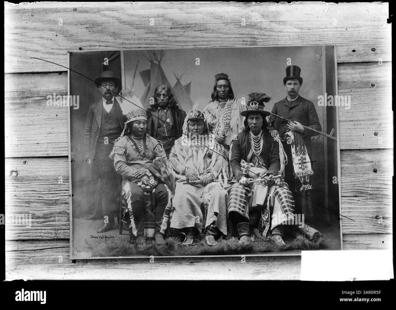 This photograph by Lee Moorhouse features Native American chiefs and an ...