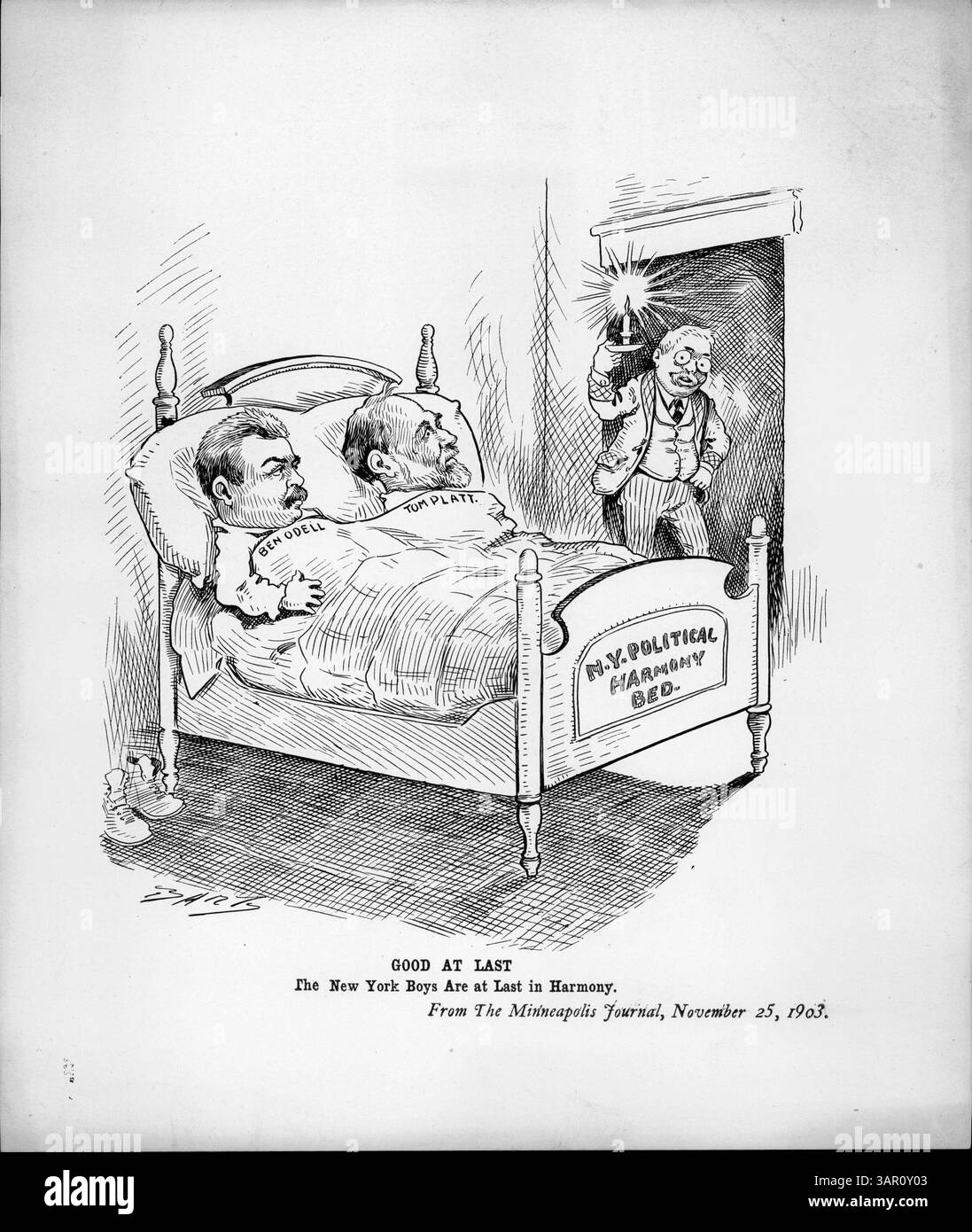 A political cartoon depicting Benjamin Odell and Thomas Platt, New York ...
