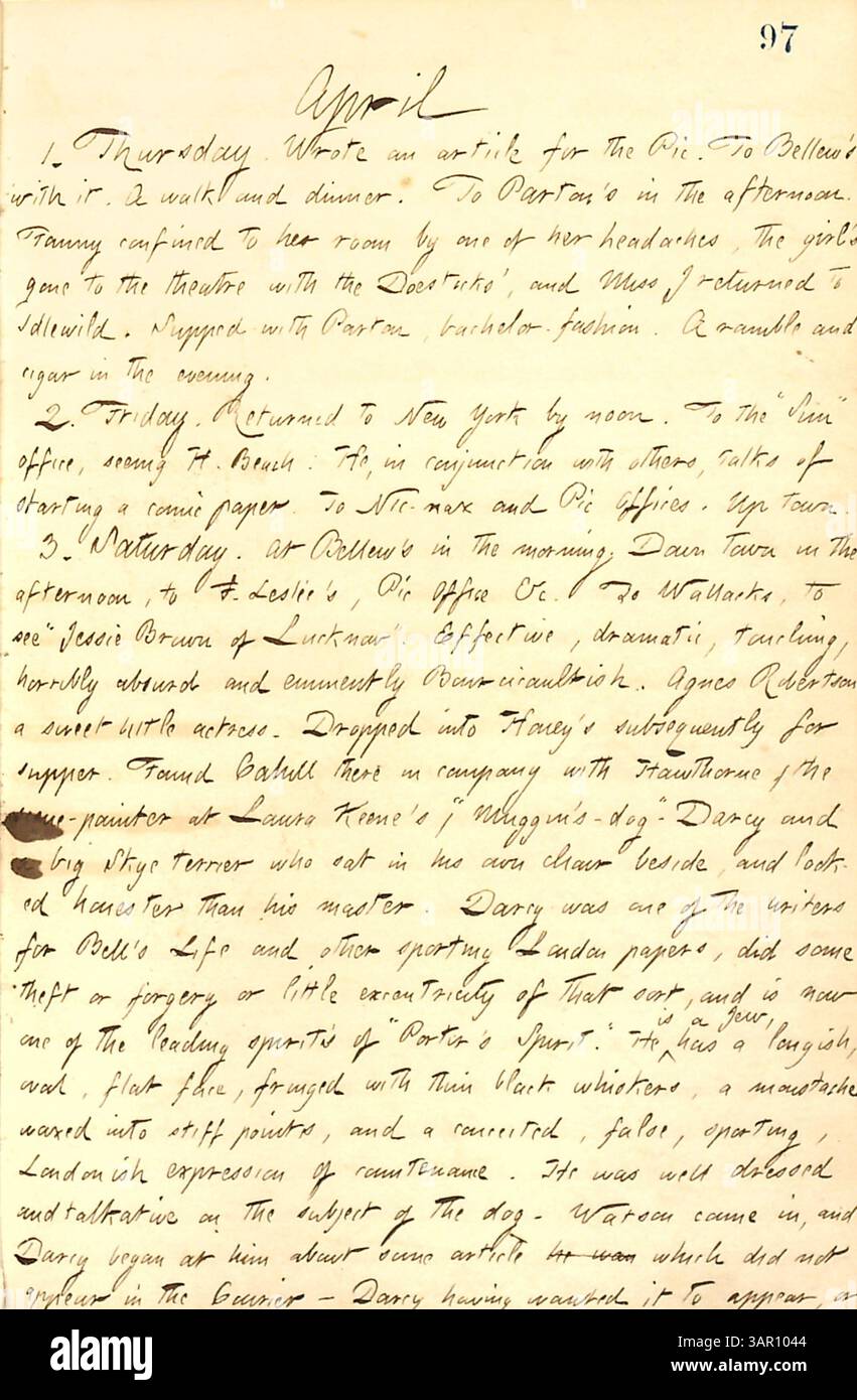 Gunn’s diary provides detailed insights into his time in New York ...