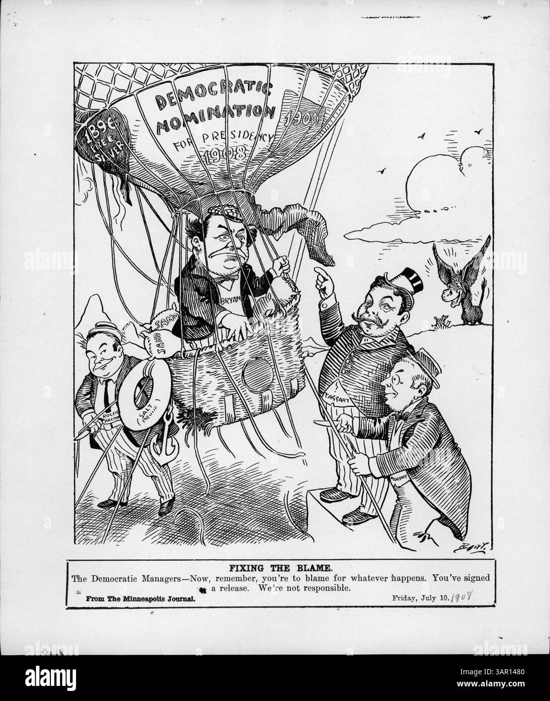 This cartoon depicts Sullivan, Taggart, and Murphy cutting Bryan loose ...