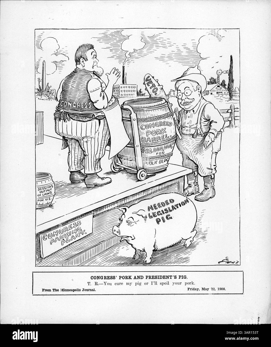 This political cartoon features President Roosevelt with Congress' pork ...