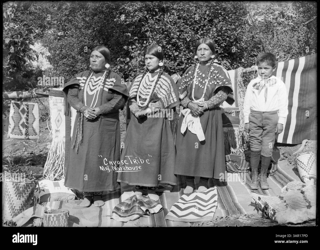 Image of three Native American women and a Native American boy, all ...