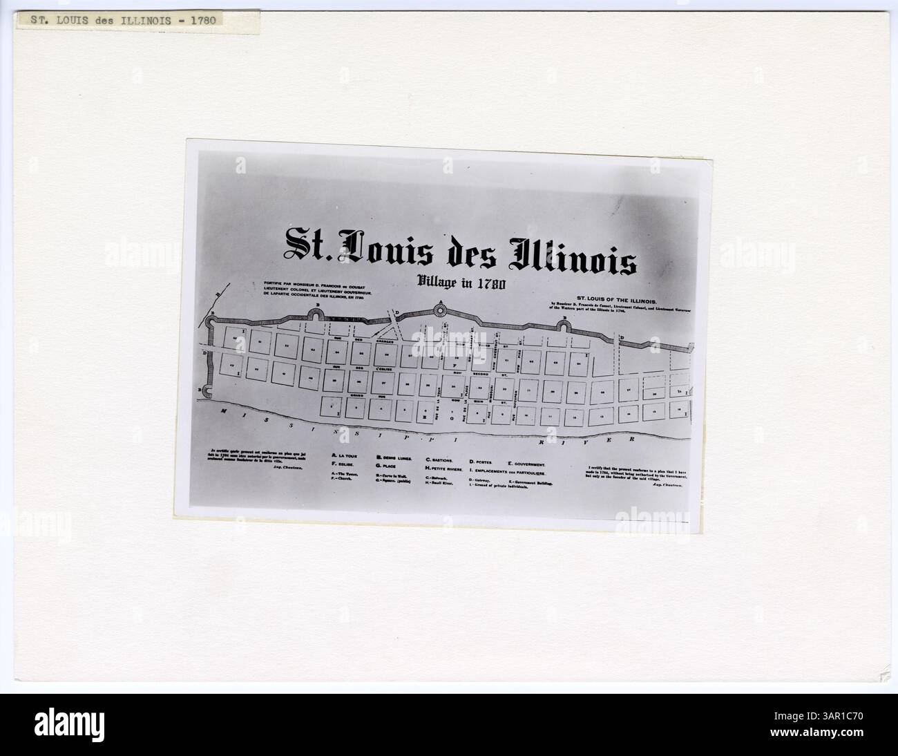 This black and white map shows St. Louis des Illinois in 1780, with ...