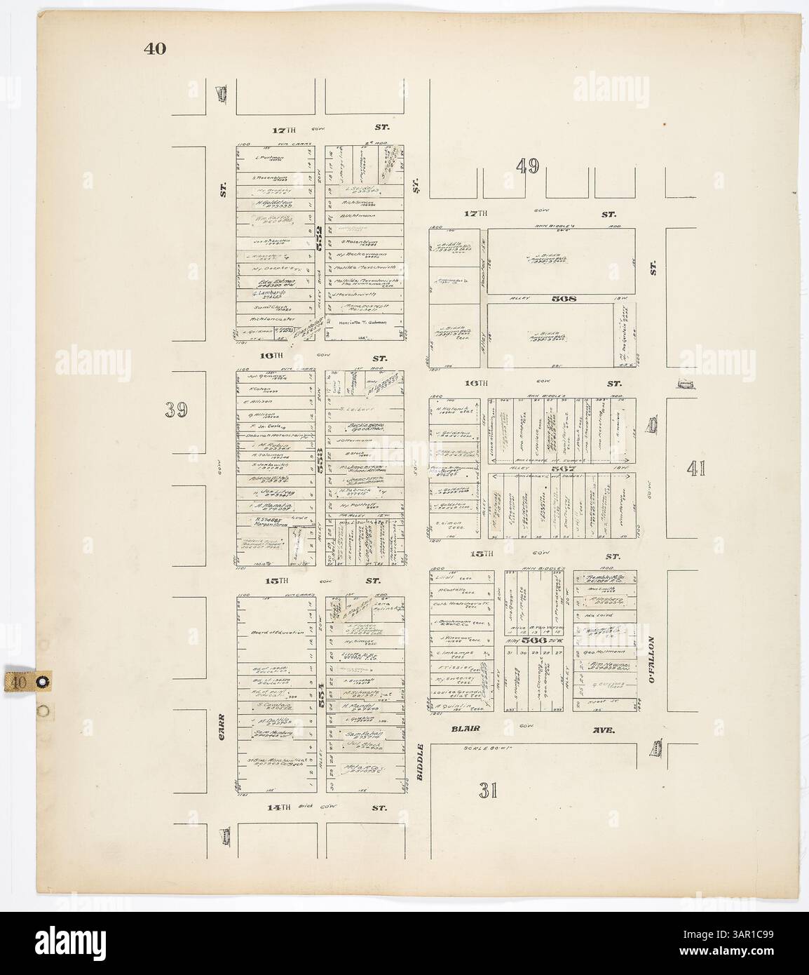 Page 40 from the Atlas of the City of St. Louis, Volume 1, showing a ...