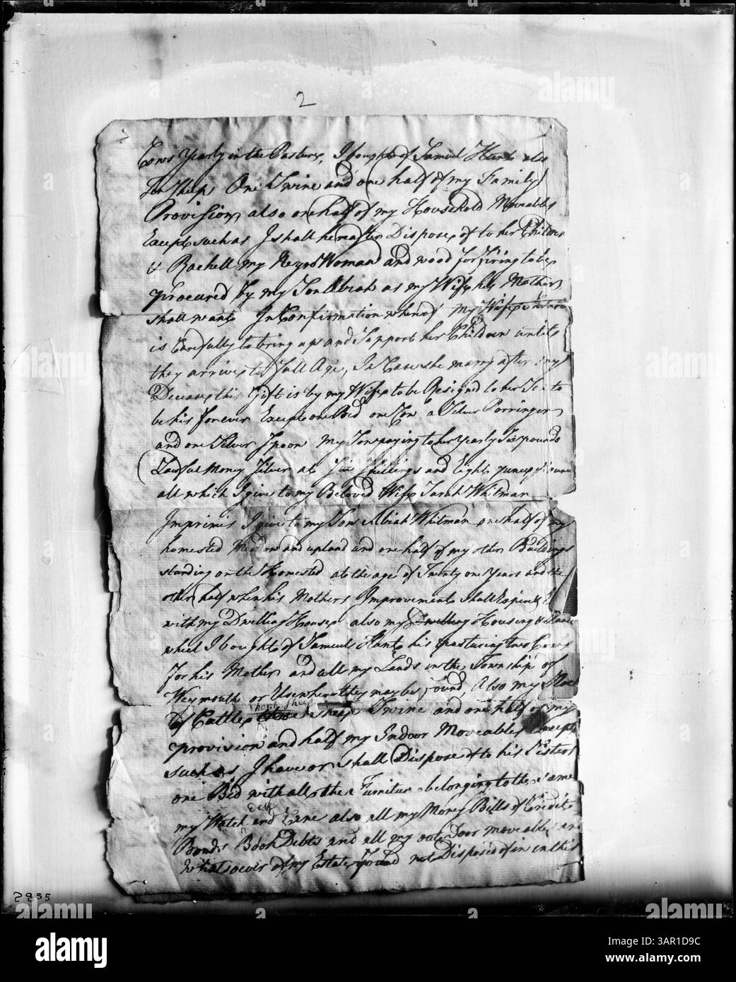 The image shows the last will and testament of Abijah Whitman, dated ...