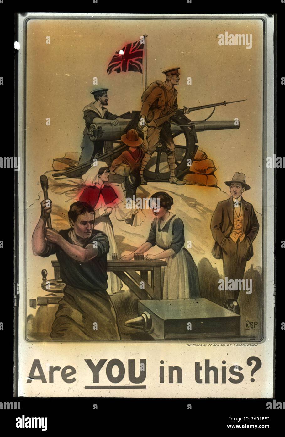 A World War I recruitment poster, captured by Gertrude Bass Warner ...
