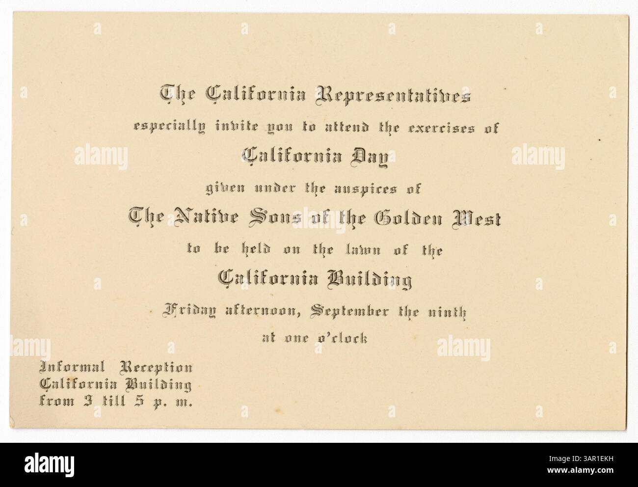 The invitation to the California Day exercises at the Louisiana ...