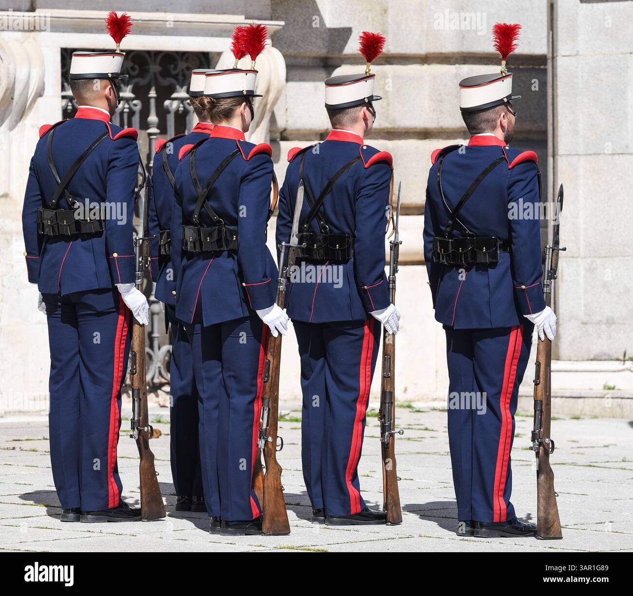 Sentries and members of the Royal Guard performing the changing of the ...