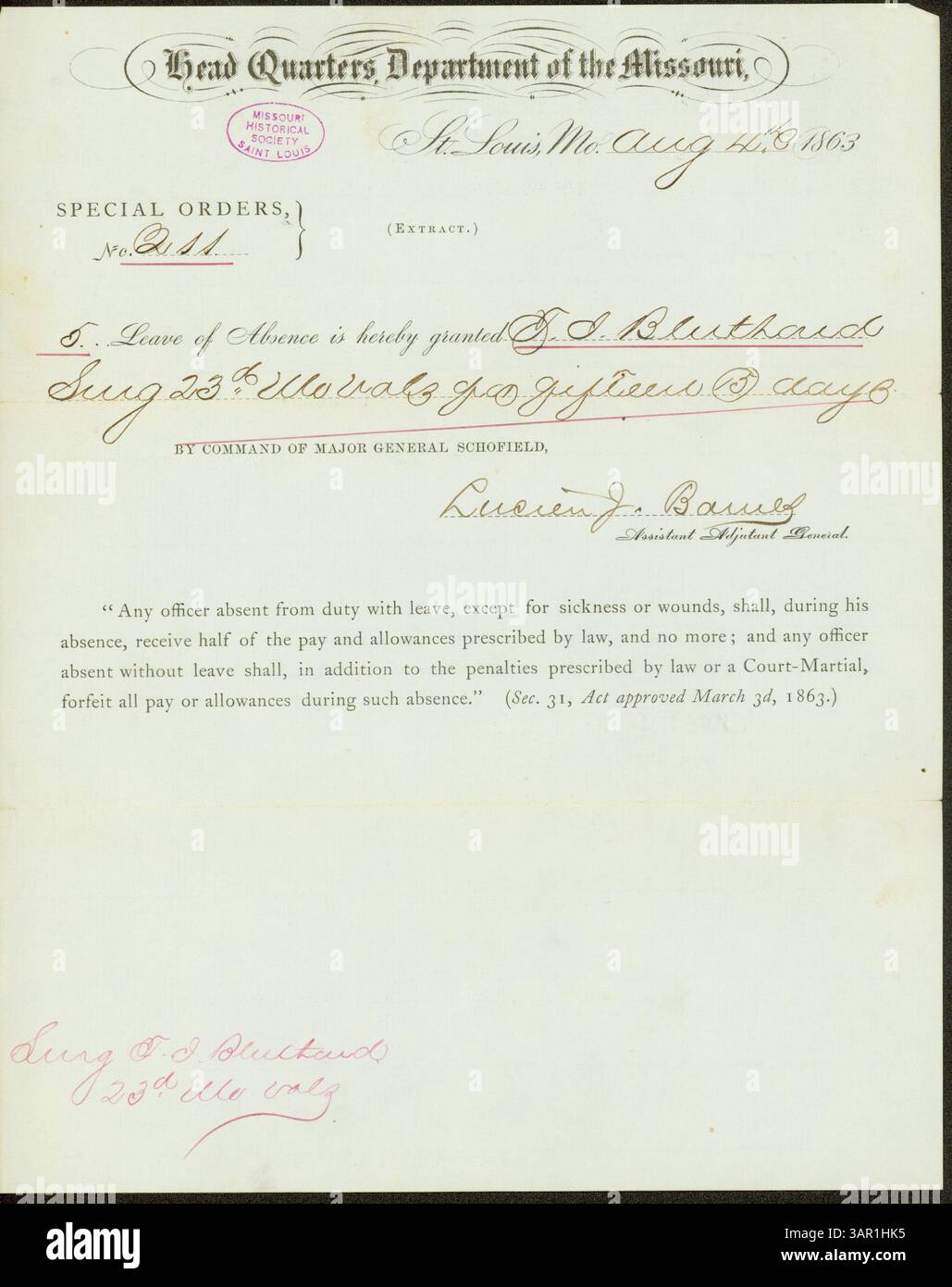 Special Orders No. 211, issued from the Headquarters of the Department ...