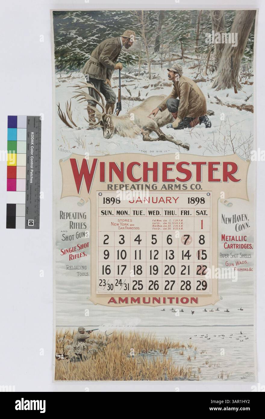 The 1898 calendar by the Winchester Repeating Arms Company features an ...